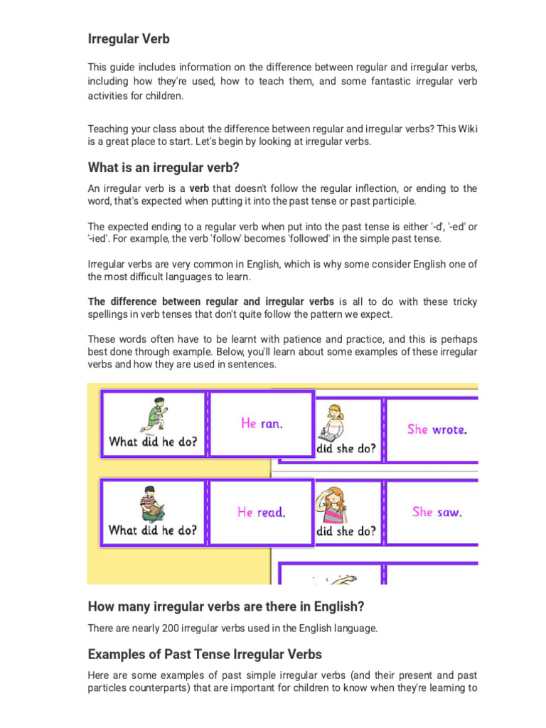What's The Difference Between Regular and Irregular Verbs - Teaching ...