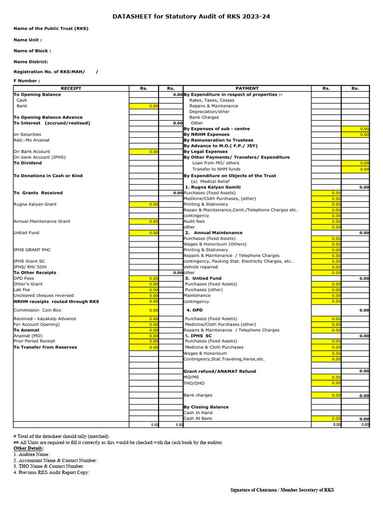 RKS - Datasheet Format 2023-24 | PDF | Expense | Banks