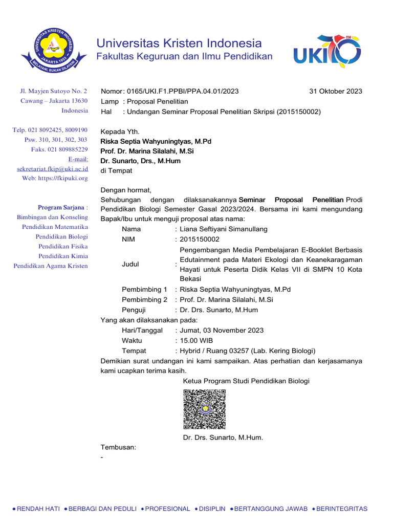 Surat Undangan Sempro Liana Seftiyani | PDF | Kesehatan Holistik