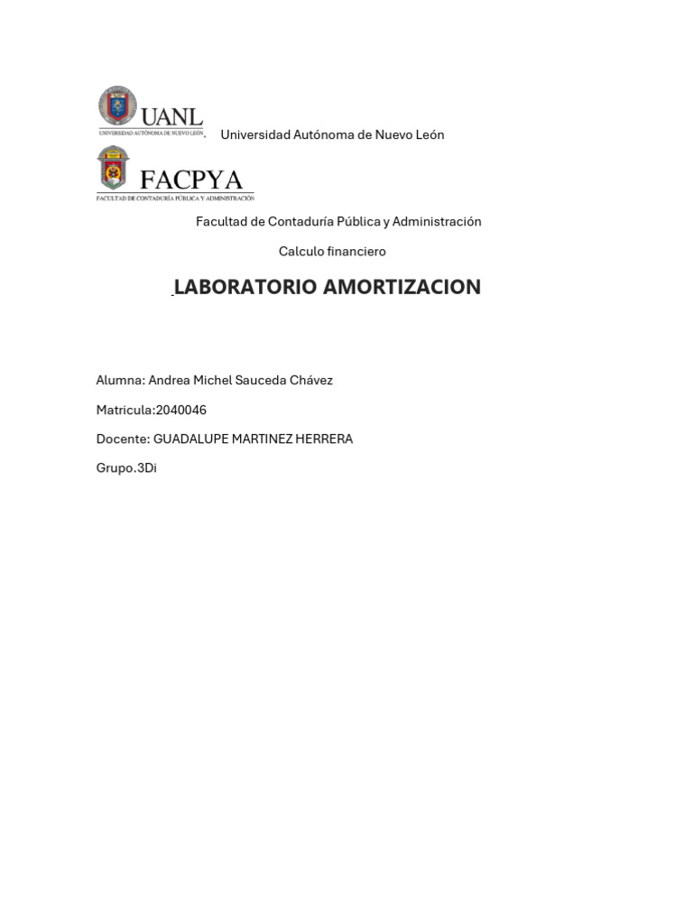 Laboratorio Amortizaciones Andrea | PDF