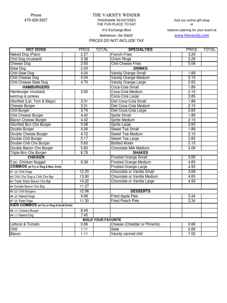 Varsity Menu Winder 8-10-23 | PDF | Hamburgers | Foods