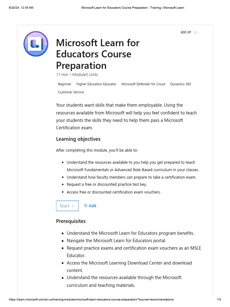 Microsoft Learn Prepare | PDF | Microsoft Azure | Teachers