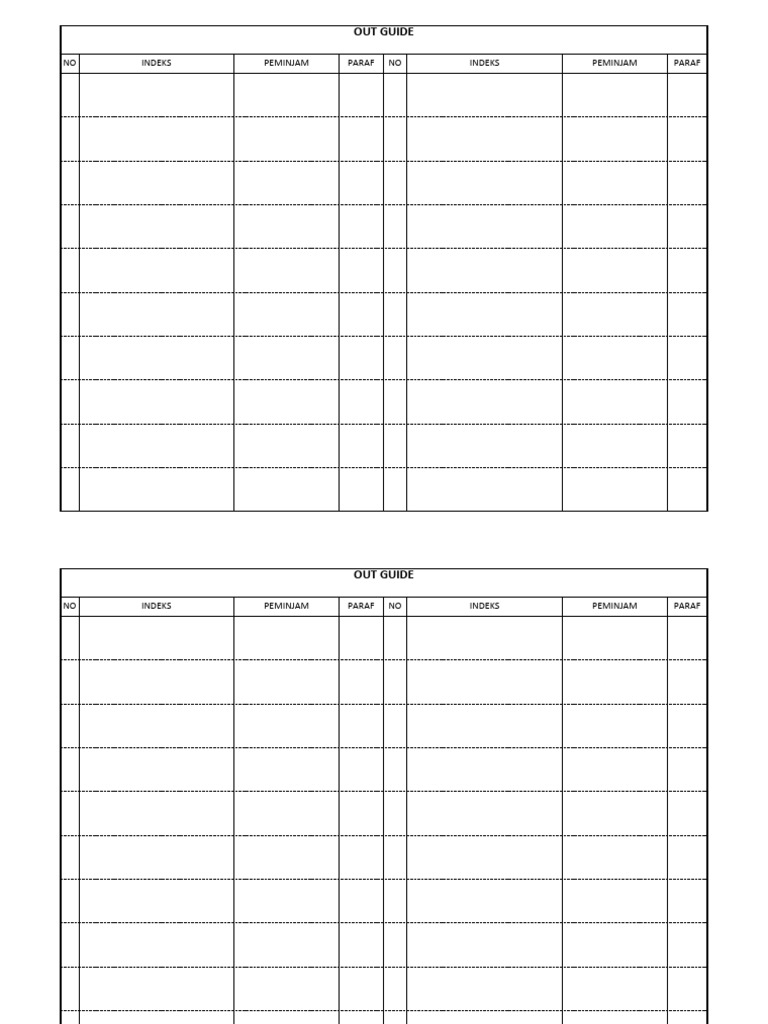 Out Guide Dan Out Sheet | PDF