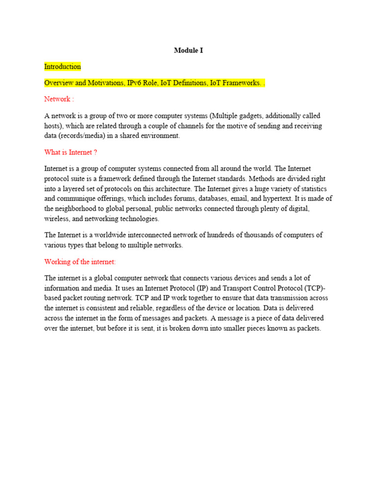 Module I_IoT | PDF | I Pv6 | Internet Of Things
