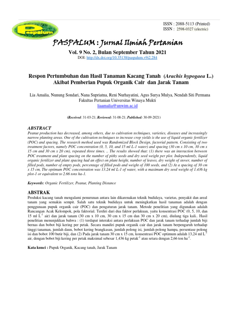 Respon Pertumbuhan Dan Hasil Tanaman Kacang Tanah | PDF | Griya & Taman | Teknologi & Rekayasa
