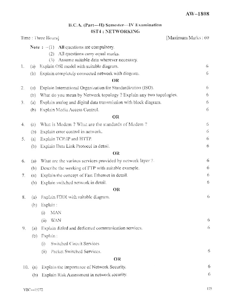Bca 4 Sem Networking S 2019 | PDF | Computer Network | Telecommunications