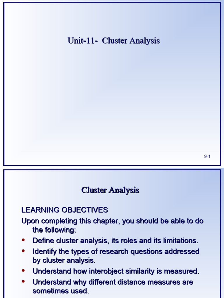 Cluster Analysis-Unit 11 | PDF | Cluster Analysis | Statistics