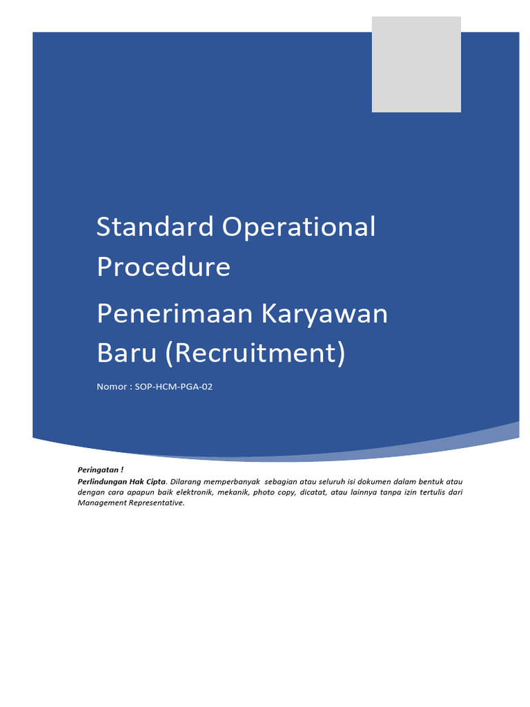 SOP Penerimaan Karyawan Baru (Recruitment) | PDF