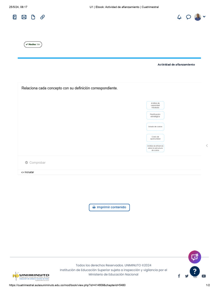 U1 - Ebook - Actividad de Afianzamiento - Cuatrimestral | PDF