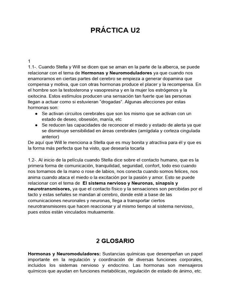 Práctica U2 | PDF | Sistema nervioso | Neurona