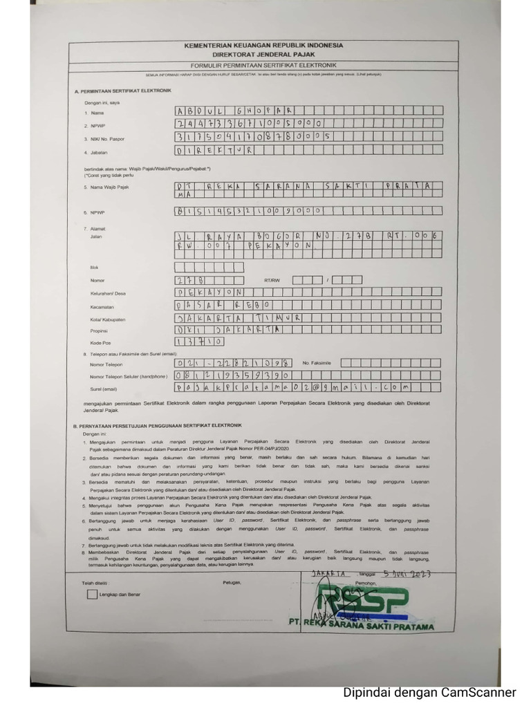Formulir Permintaan Sertifikat Elektro | PDF