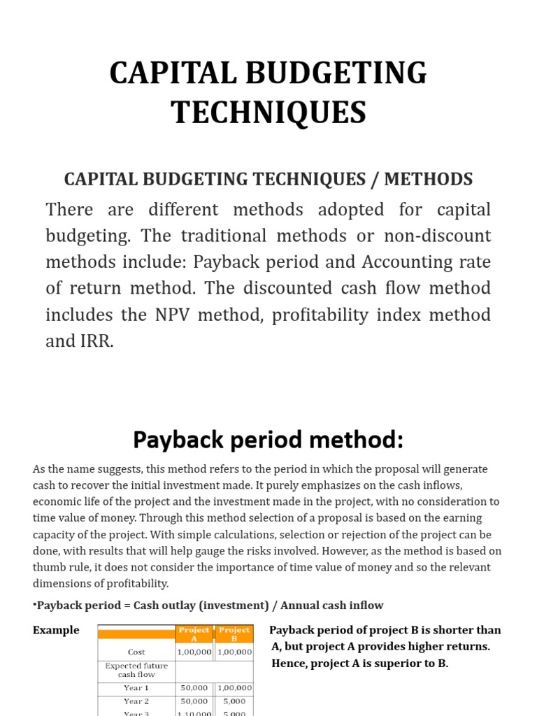 Capital Budgeting Techniques | PDF | Capital Budgeting | Net Present Value