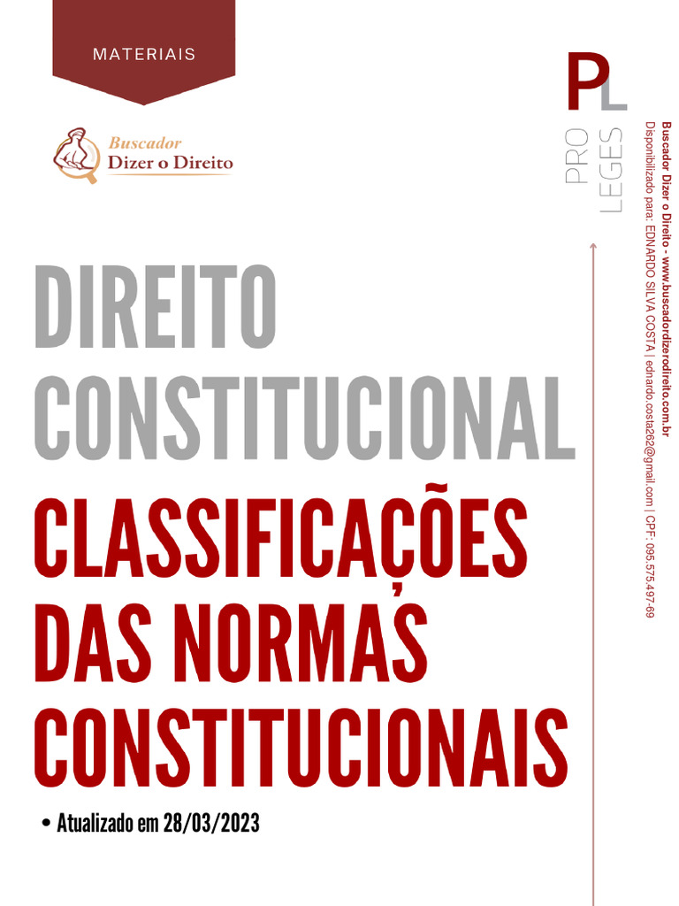 Classificação das Normas Constitucionais | PDF | Constituição | Lei ...