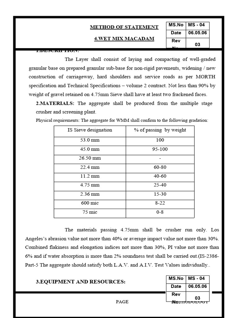 04 - Wet Mix Macadam As Sub Base (Submitted) | PDF | Construction Aggregate