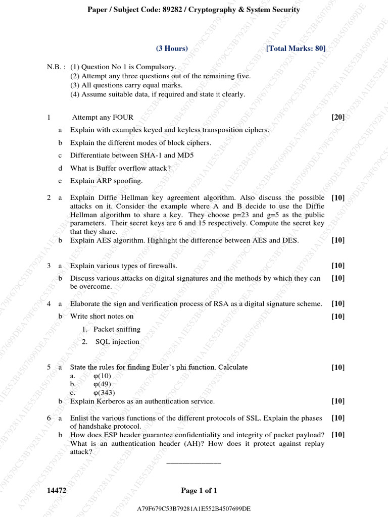 Cryptography and Mobile Computing Exam Guide | PDF | Key (Cryptography ...