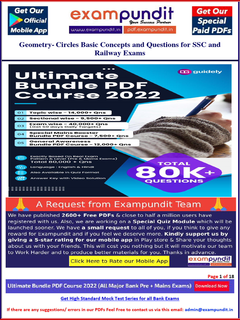 Geometry Circles Basic Concepts And Questions For Ssc And Railway Exams Download Free Pdf