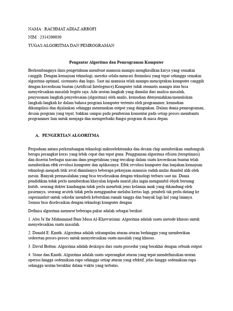 Pengantar Algoritma Dan Pemrograman | PDF | Komputer