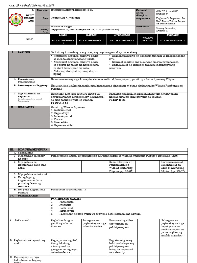 DLL KPWKP Q1 W5 | PDF