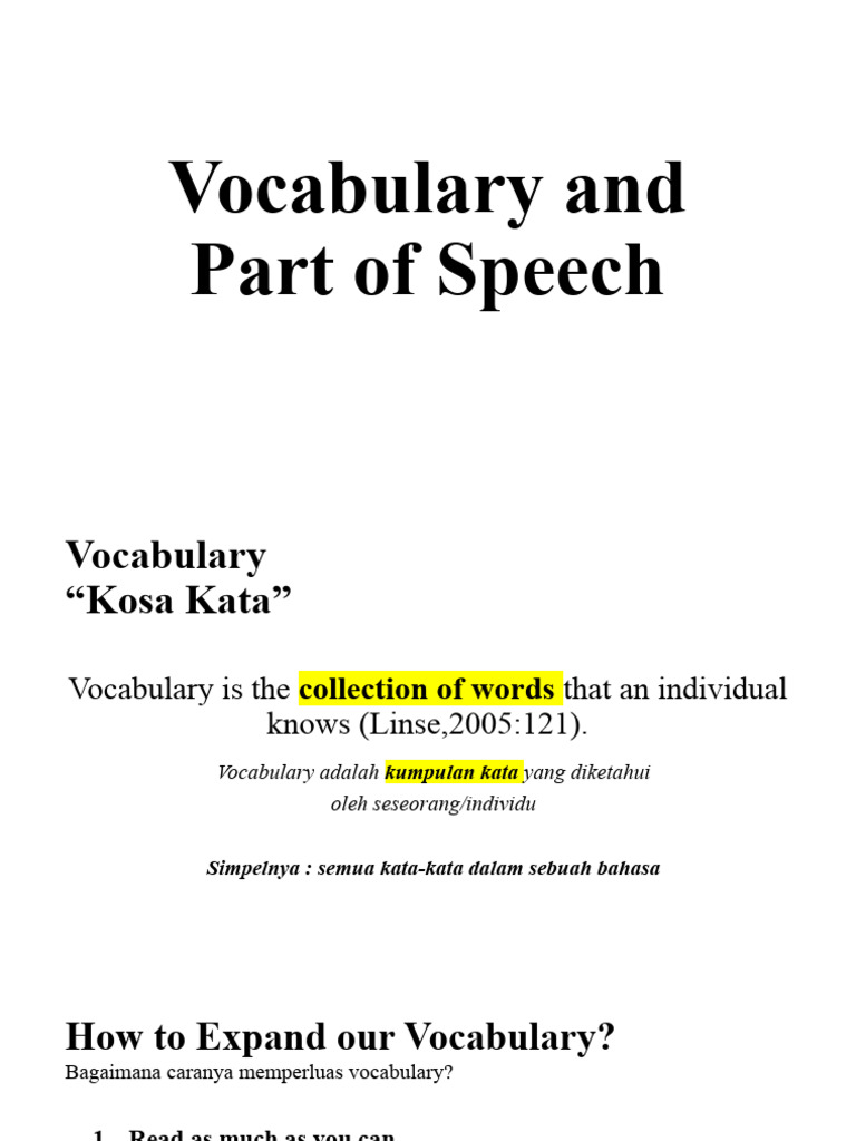 Vocabulary | PDF | Part Of Speech | Verb