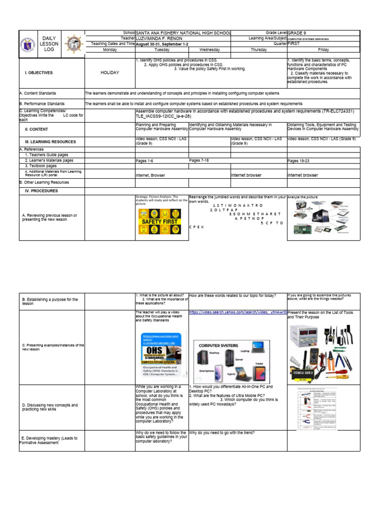 Dll-Template - Grade 9 | PDF | Personal Computers | Learning