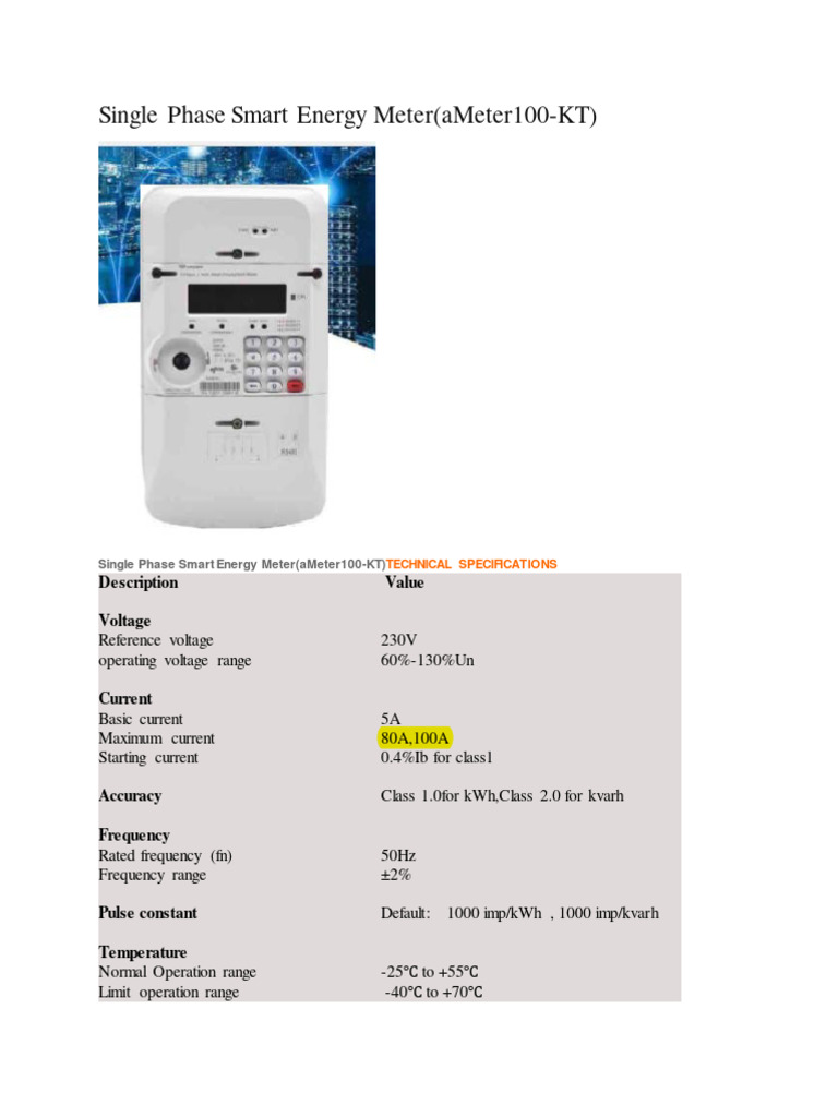3.Single Phase Smart Energy Meter | PDF | Voltage | Electromagnetic Compatibility