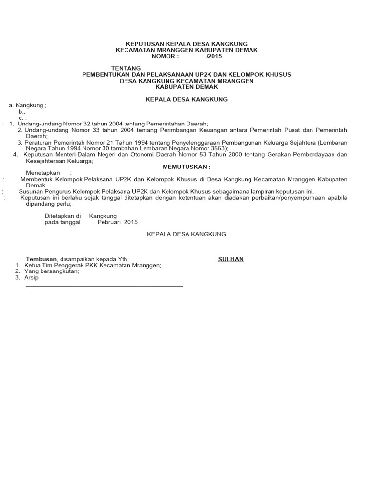 SK. Kader Pos Yandu, Toga, BKB, Paud Dasawisma, Up2k 030654 | PDF