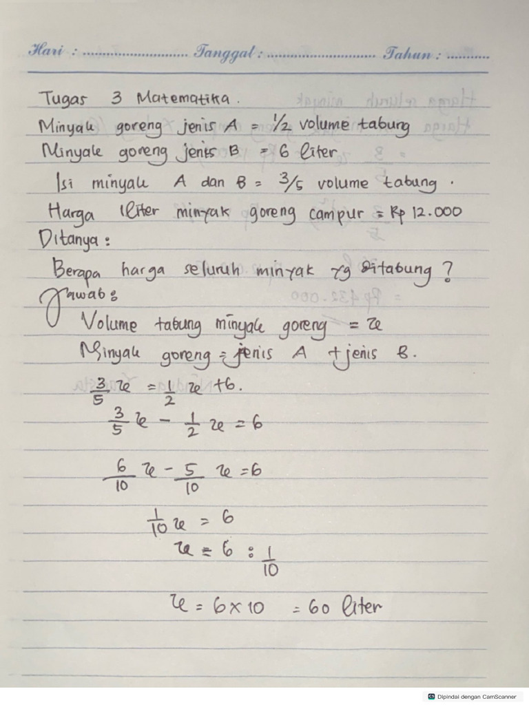 Tugas 3 Matematika PDGK4206 | PDF