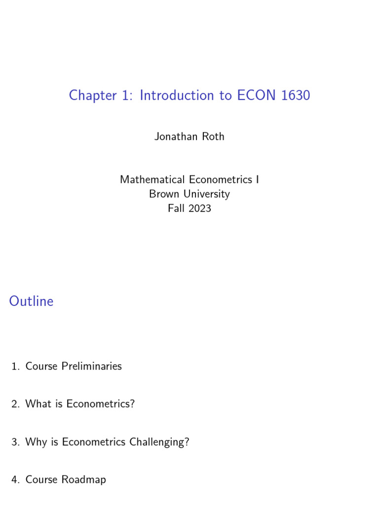 Chapter1 Intro To Econ | PDF | Regression Analysis | Ordinary Least Squares