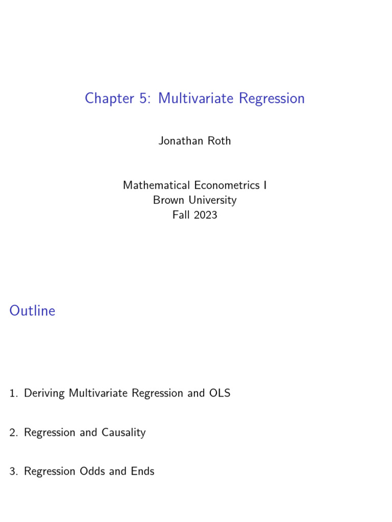 Chapter5 Multivariate Regression | Download Free PDF | Ordinary Least Squares | Linear Regression