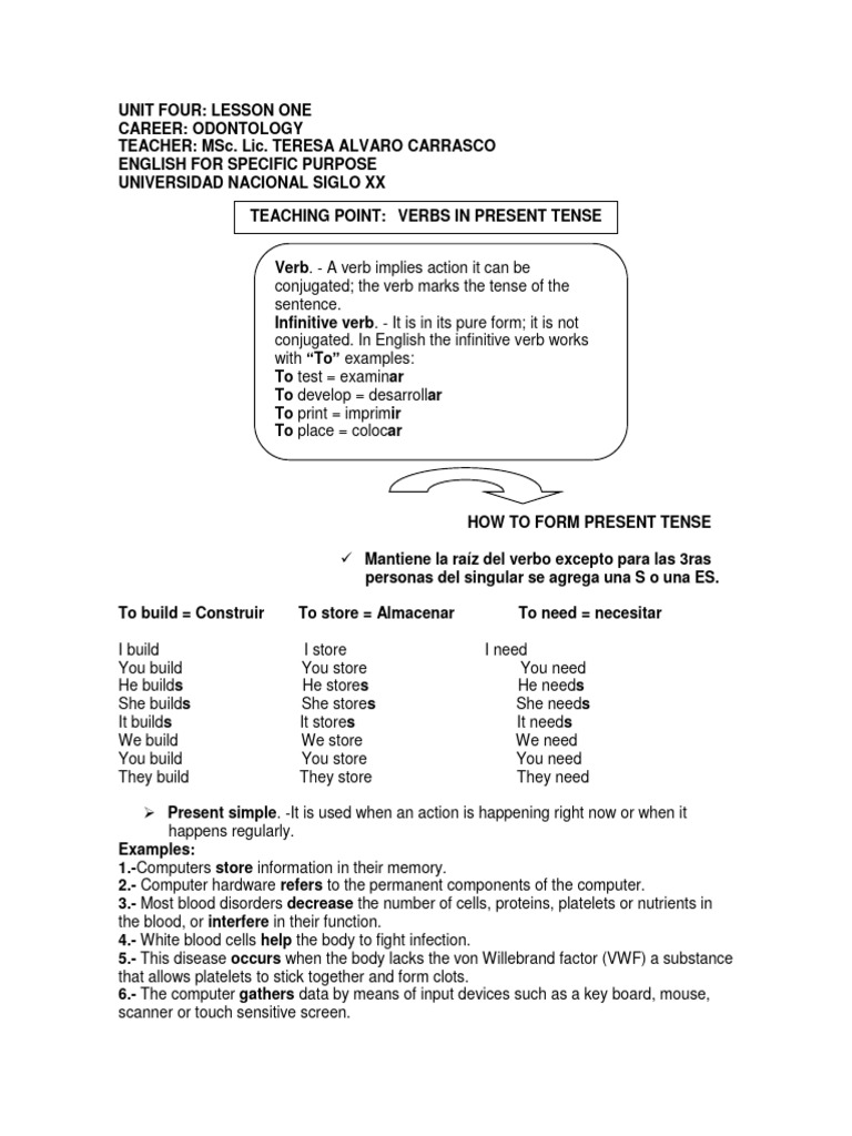 Present Tense Verb Formation Guide | PDF