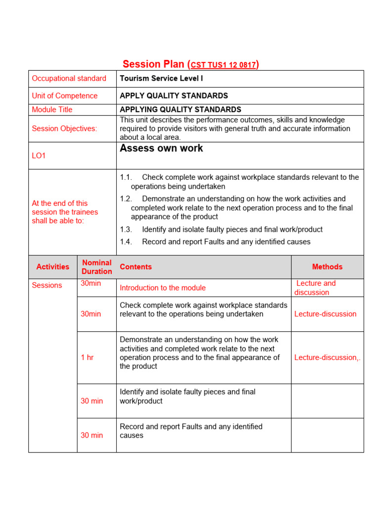 Session Plan | PDF | Lecture | Information