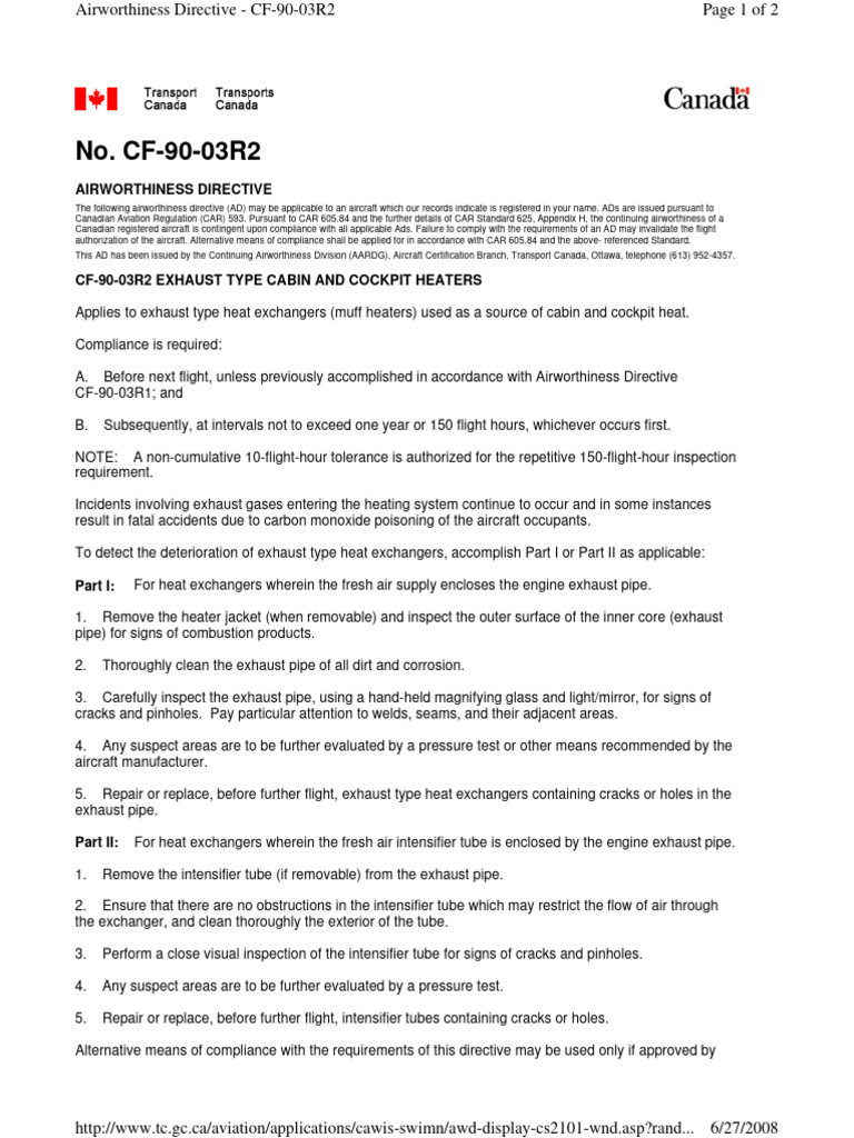 AD CF90-03R2 (Heat Muff Inspection) | PDF | Exhaust Gas | Pipe (Fluid Conveyance)