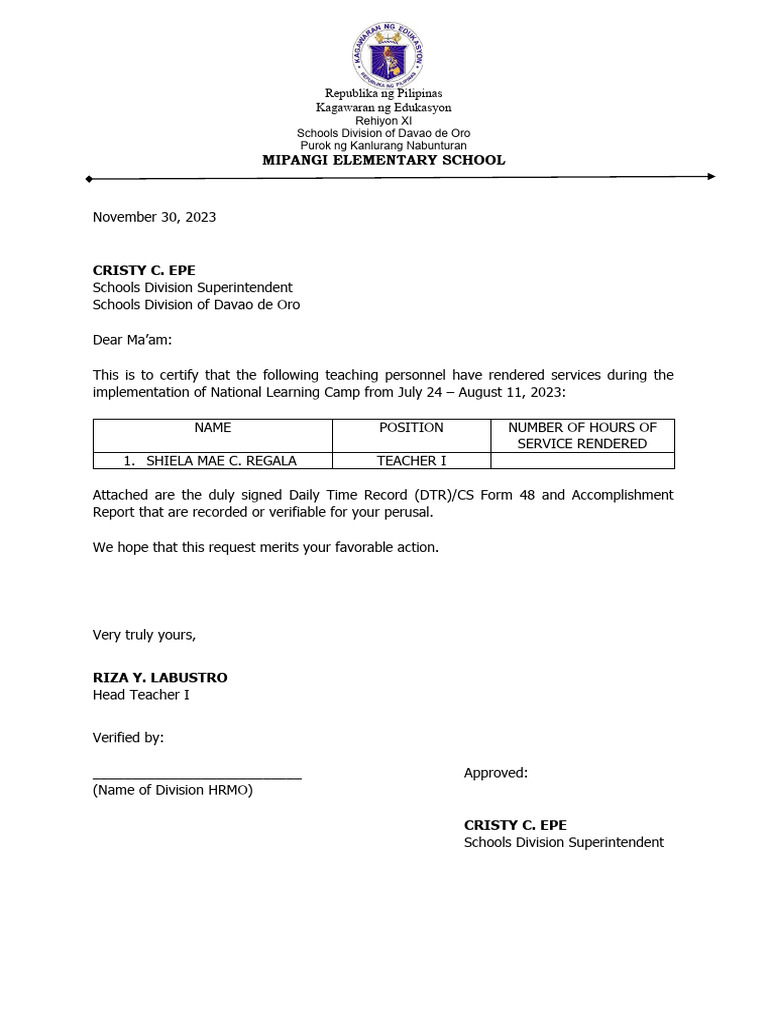 Request Letter For Service Credits - NLC | PDF