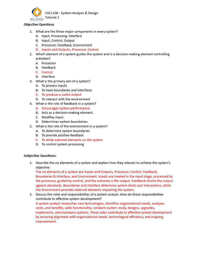 Tutorial 2 ANSWER | PDF | System | Computer Programming