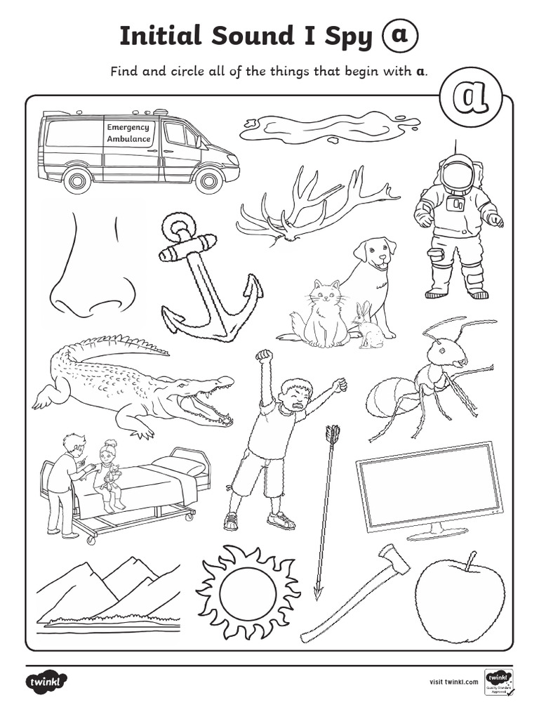 Initial Sounds - I Spy and Color A-D | PDF