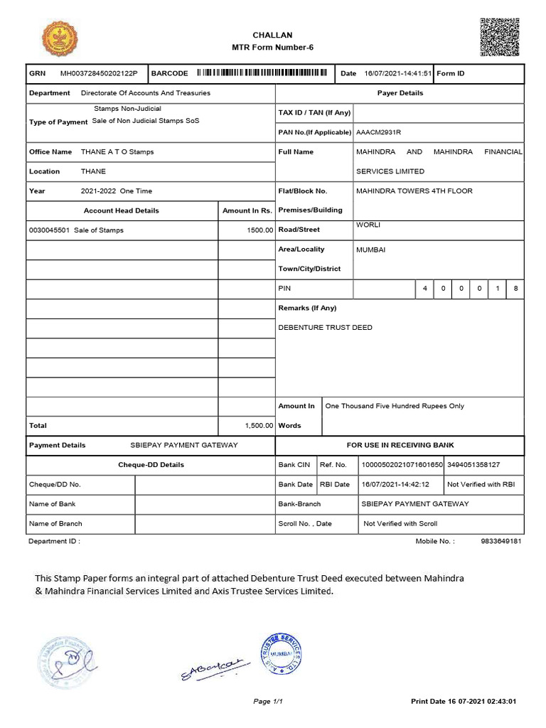 MTR Form 6 | PDF | Security Interest | Securities (Finance)