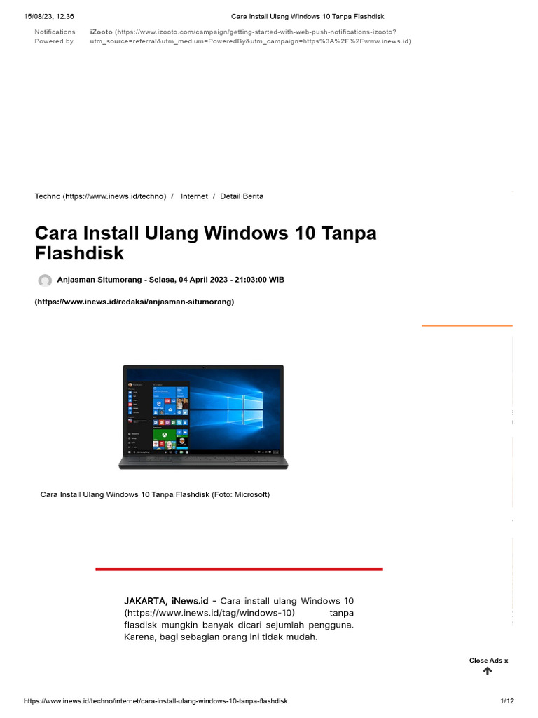 Cara Install Ulang Windows 10 Tanpa Flashdisk | PDF | Bisnis ...