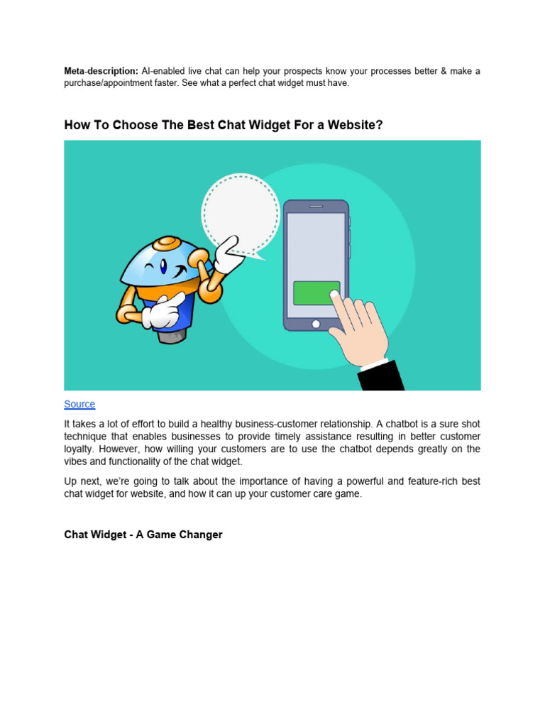 How To Choose The Best Chat Widget For Website | PDF | Artificial ...