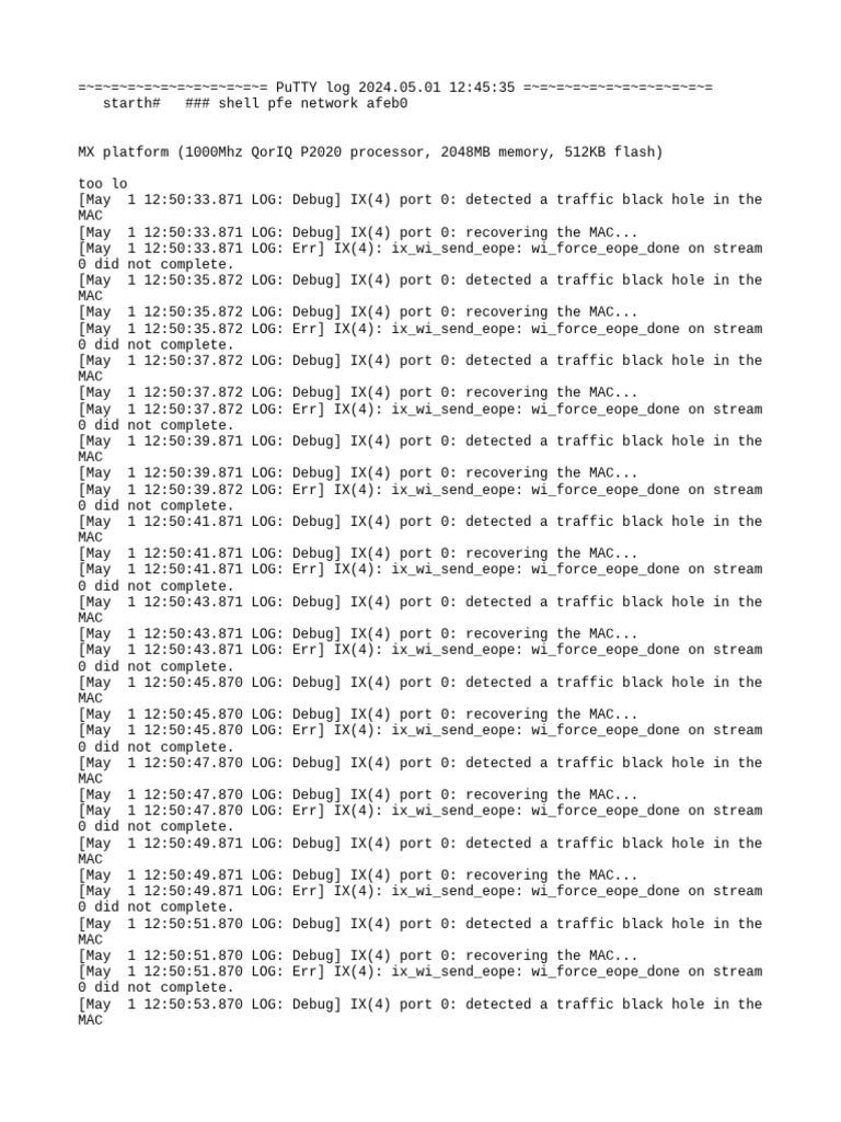 MAC Traffic Black Hole Logs | PDF | Communications Protocols | Computer Networking