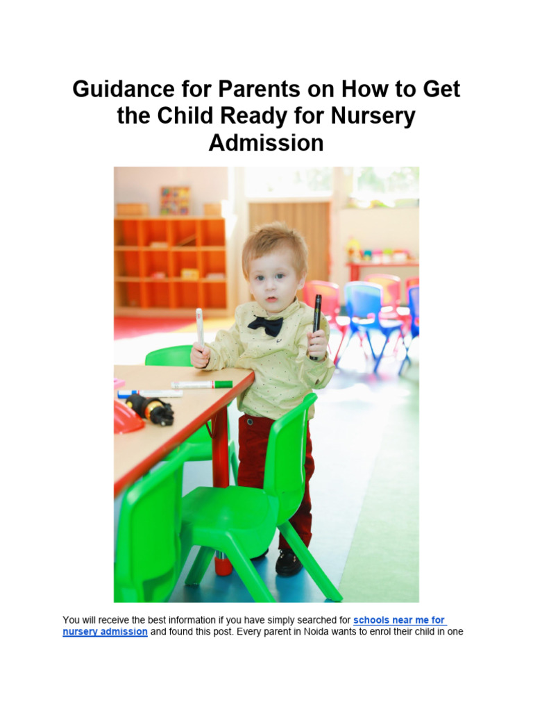 Guidance For Parents On How To Get The Child Ready For Nursery ...