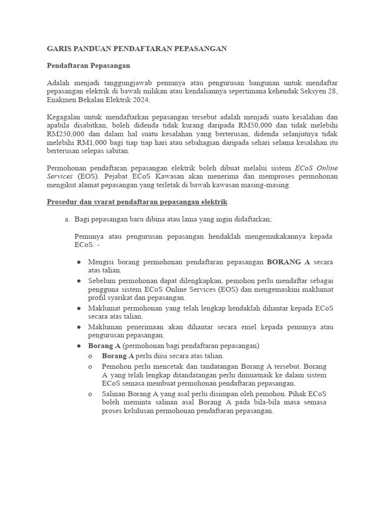 Garis Panduan Pendaftaran Pepasangan | PDF | Griya & Taman | Komputer