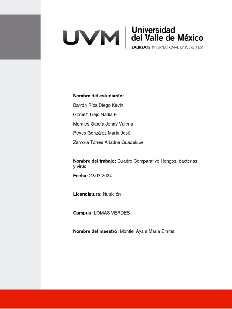 Cuadro Comparativo Hongos Bacterias y Virus | PDF | Las bacterias | Virus