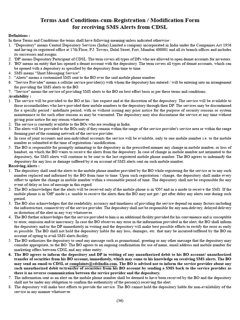 Sms Alert Form | PDF | Indemnity | Private Law