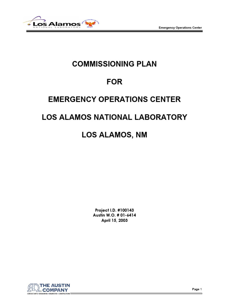 Emergency Operations Center Commissioning Plan | PDF | Quality ...