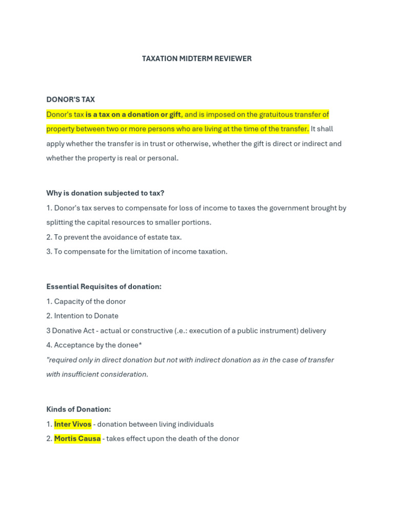 Taxation Reviewer | PDF | Taxes | Estate Tax In The United States