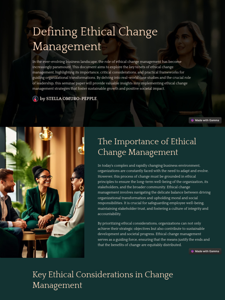 Ethical Change Management Strategies | PDF | Change Management | Leadership
