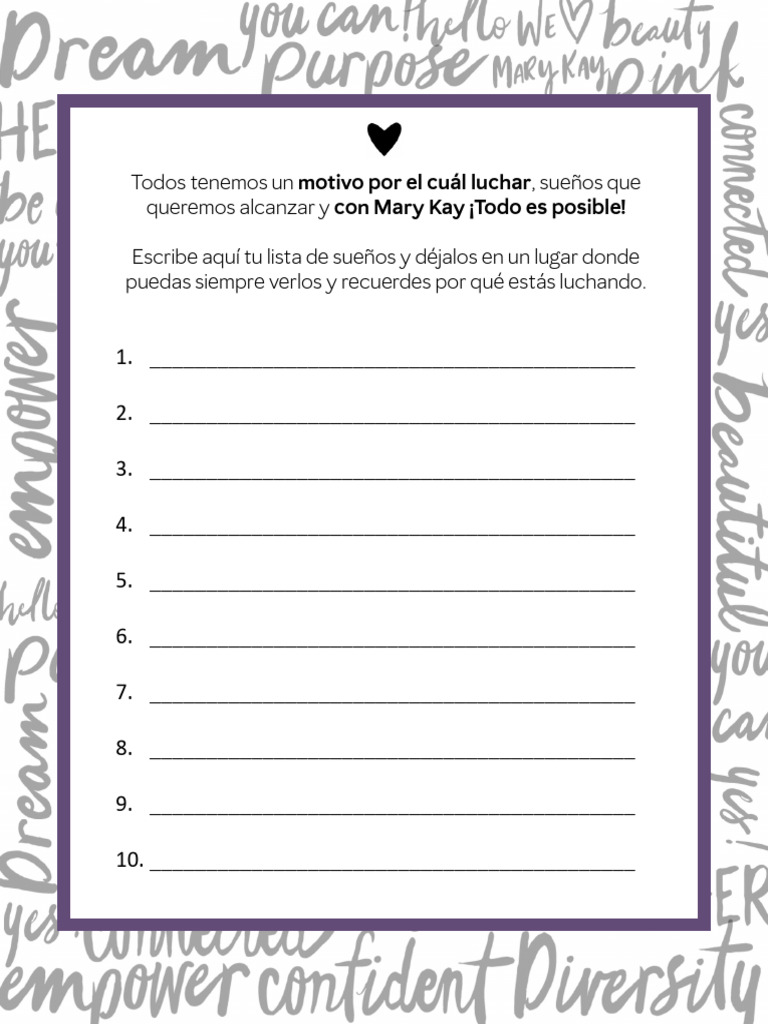 1 Lista para Escribir Metas | PDF