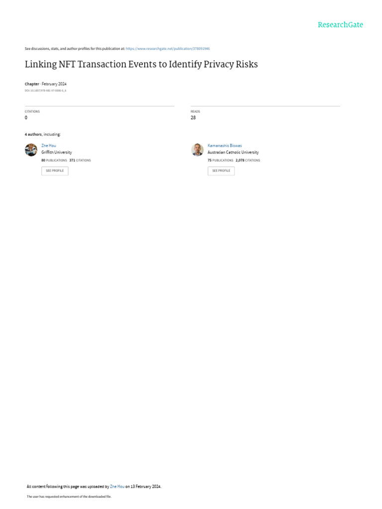 Linking NFT Transaction Events To Identify Privacy Risks Final | PDF ...
