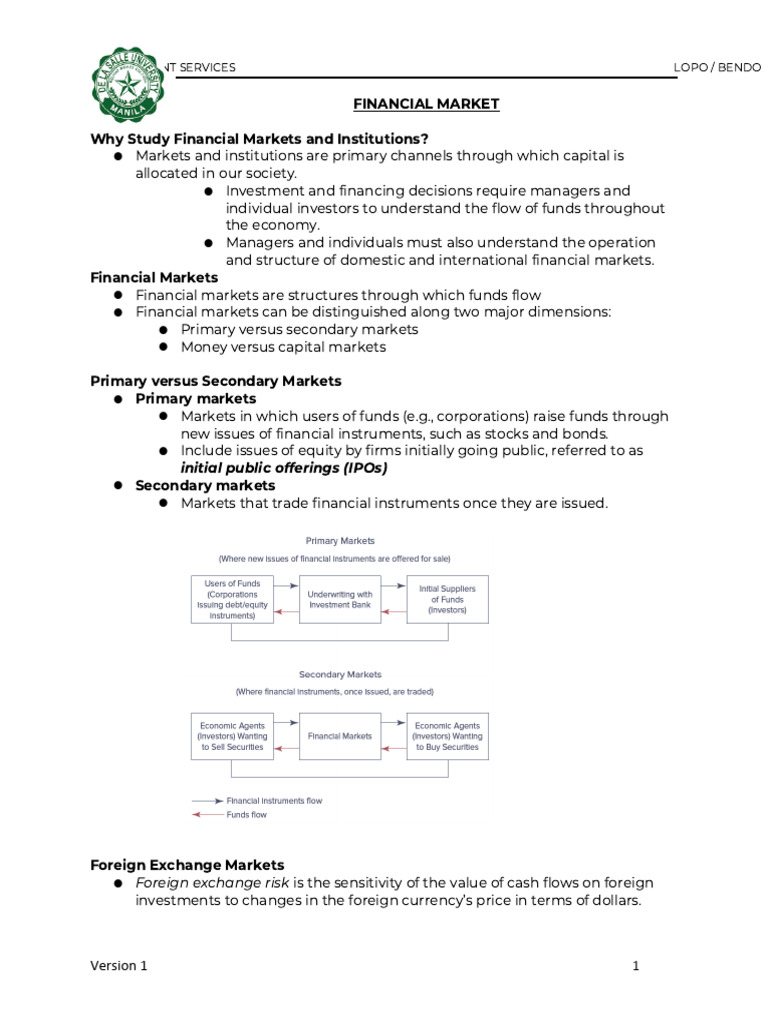 Fianncial Market | PDF | Financial Markets | Financial Risk