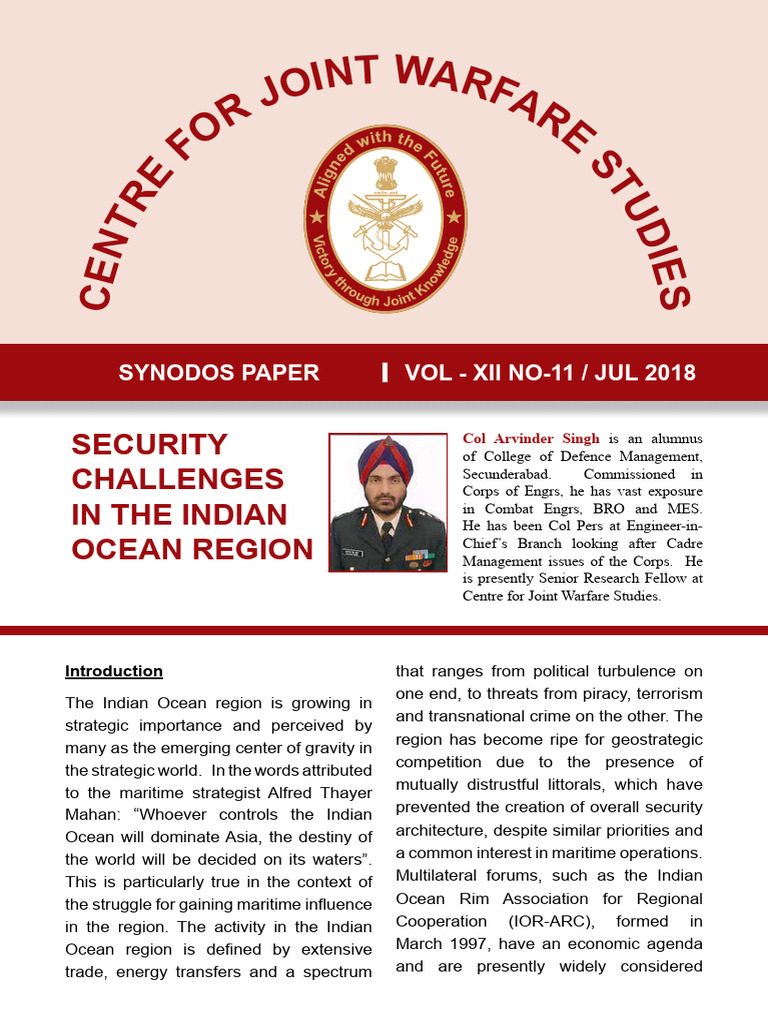 Security Challenges in the Indian Ocean Region by Col Arvinder Singh ...